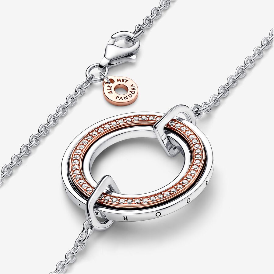 Pandora Signature Two tone Logo & Pavé Necklace – Nini's Treasures