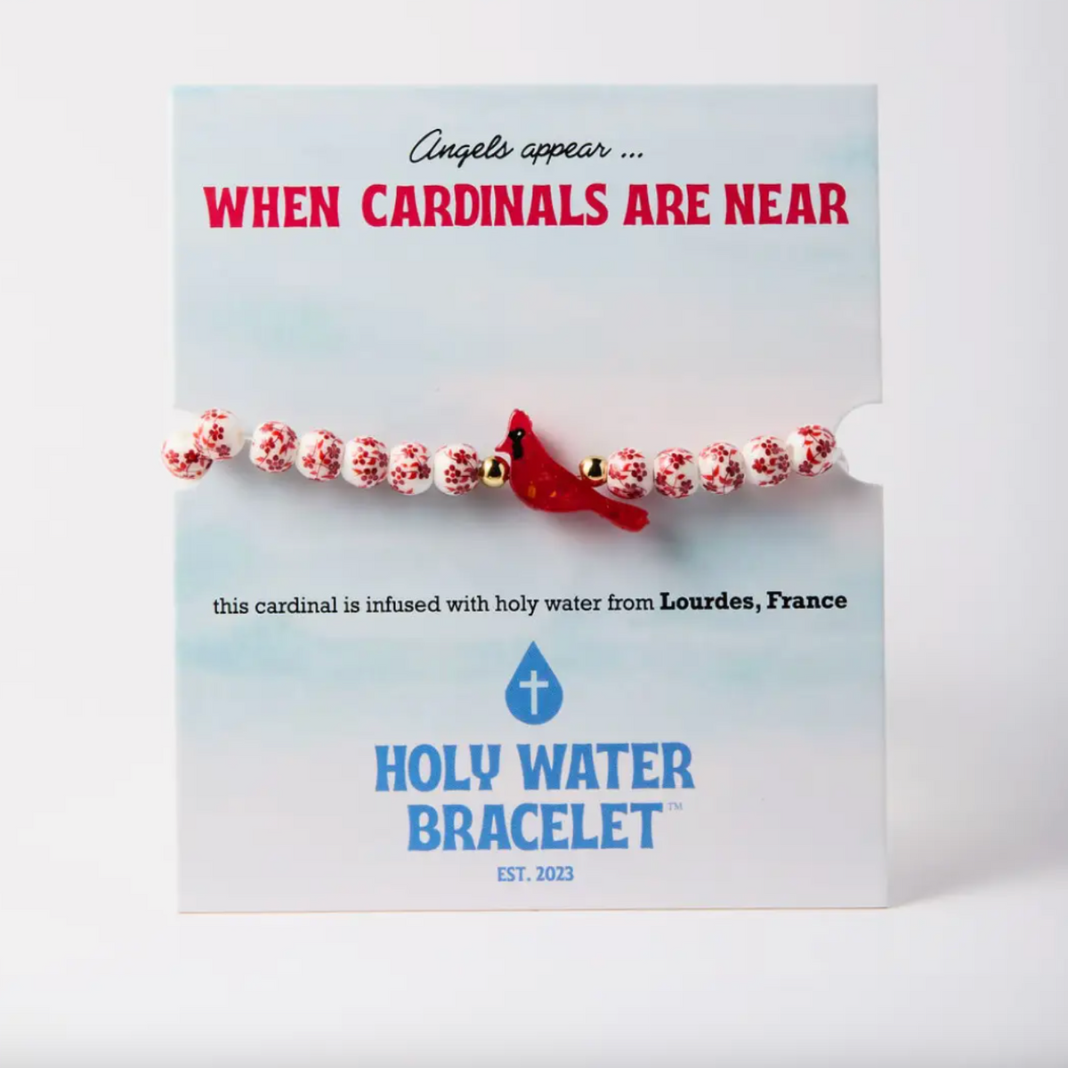Holy Water Porcelain Red Cardinal Bracelet | Gold – Nini's Treasures